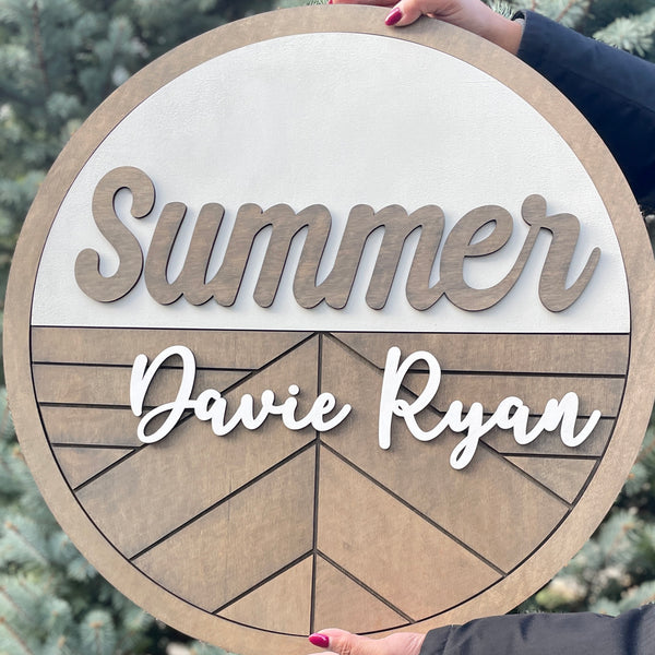Herringbone Circle Name Sign - Timeless Notions